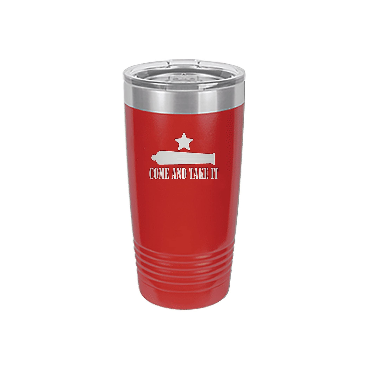 Rogue River Tactical Come and Take It Gonzales Texas Flag 20 Oz. Stainless Steel Travel Tumbler Mug Cup w/Lid Vacuum Insulated Hot or Cold (Red)