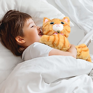 Electronic Cat Stuffed Animals Toys for Ages 3 4 5 6 7 8+ Years Old Kids - Mommy Cat with 2 Baby Kitty in Her Tummy, Idea Xmas Birthday Gifts for Baby, Toddler, Girls, Boys (Yellow)