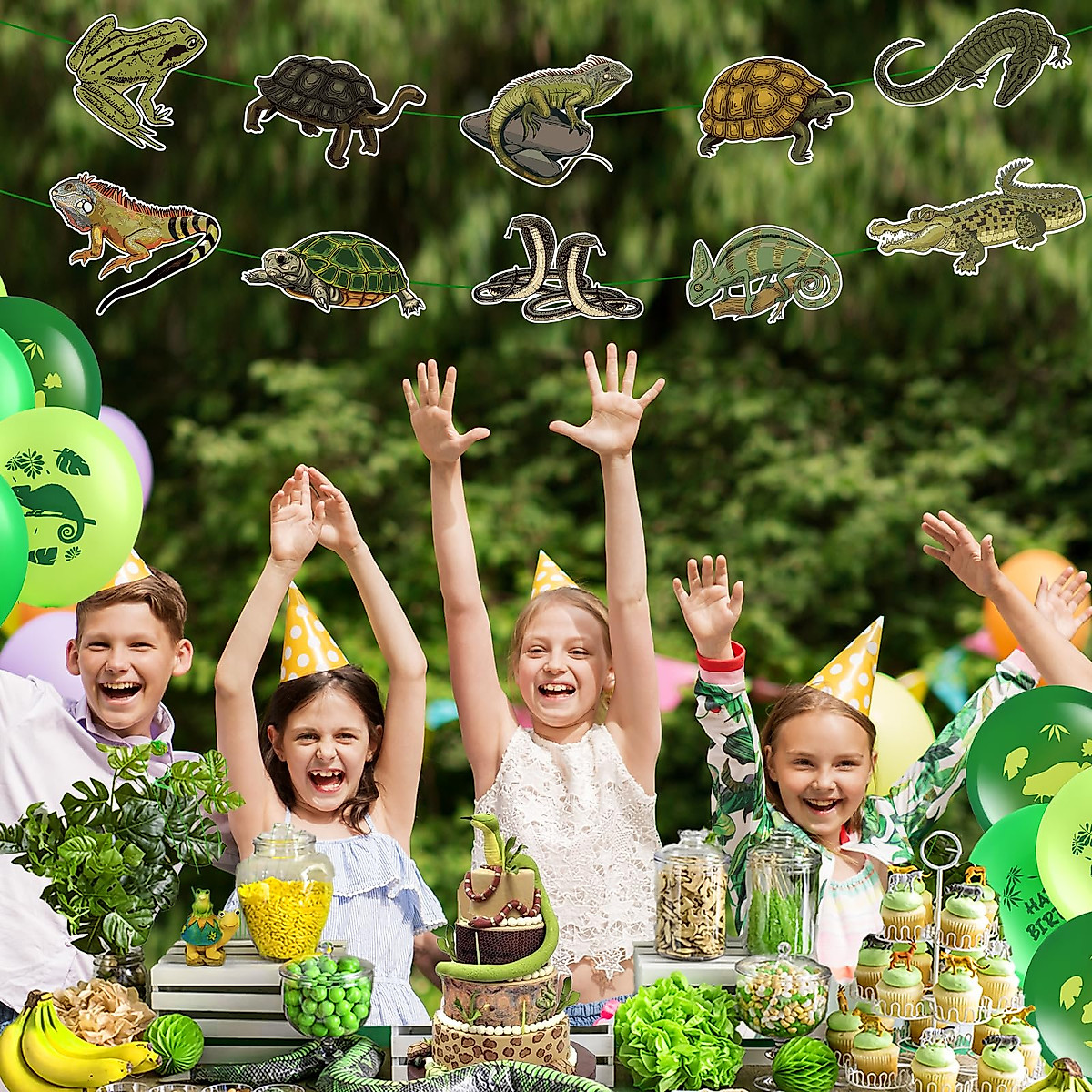 Reptile Birthday Party Decorations 10 PCS Reptile Swamp Door Banner Jungle Animals Lizard Snake Turtle Alligator Door Sign Camping Wilderness Reptile Theme Birthday Baby Shower Party Supplies