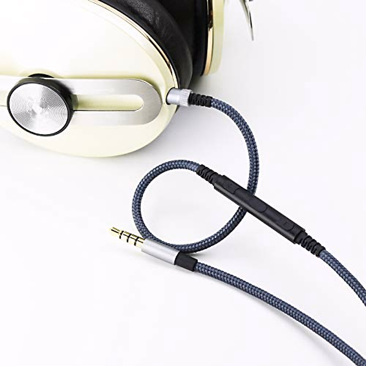 NewFantasia Headphone Cord Audio Cable with Lock Connector for Sennheiser Momentum, Momentum 2.0, Momentum 3, HD1 Headphone, Remote Volume Control Mic for Samsung Galaxy Huawei Android Phone
