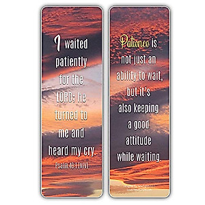 NewEights Famous Verses and Quotes on Patience Bookmarks (12-Pack) – Daily Motivational Card Set – Epic Collection Set Book Page Clippers – Cool Gifts for Men, Women – Bible Verses Sayings