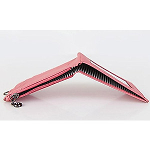 ID Window Card Badge Holder Leather Wallet Zip Neck Detachable Strap Landyard Money