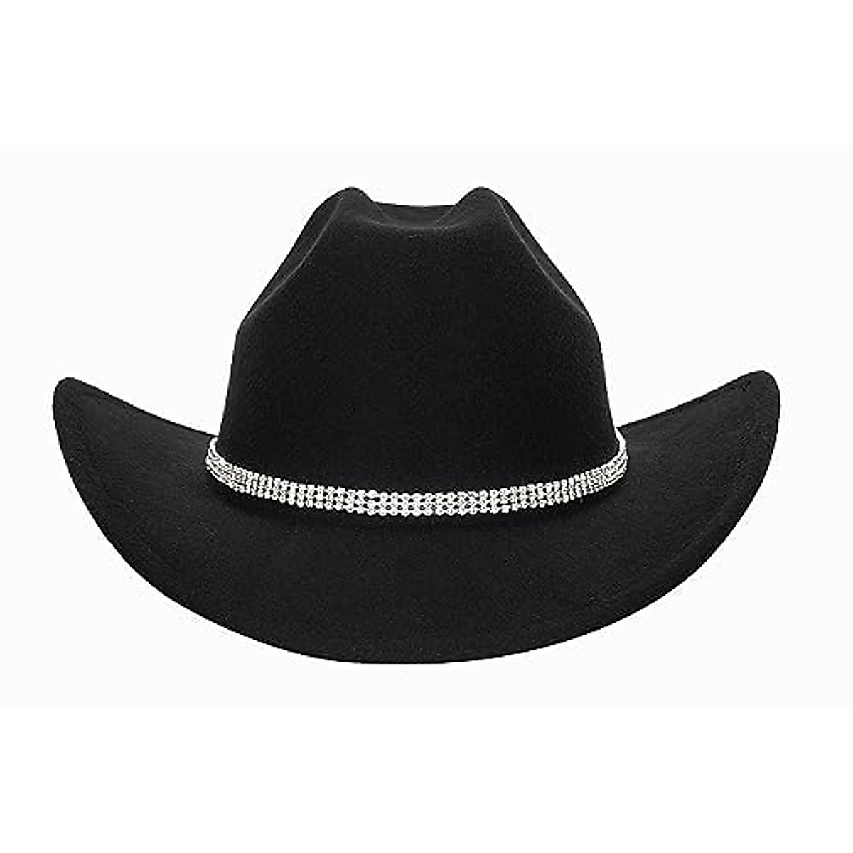 Women Western Rhinestone Cowboy Hat - Classic Bling Diamond Band Decoration Rodeo Fedora Hat(Size:Large)