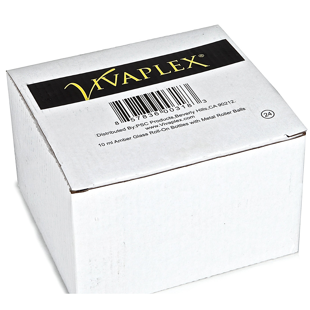 Vivaplex, 24, Amber, 10 ml Glass Roll-on Bottles with Stainless Steel Roller Balls. 3-3 ml Droppers included