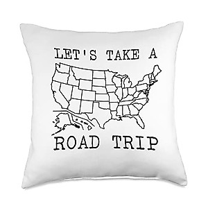 Let's Take A Road Funny Trip - Camping Throw Pillow, 18x18, Multicolor