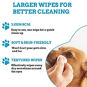 Tetesol Dog Cat Eye Wipes - 240ct Wet Pad Gentle Tear Stain Remover Wipes for Dogs Cats Horses - Non-Stinging Eye Irrigation Formula, Remove Dried Mucus, Discharge & Tear Stains