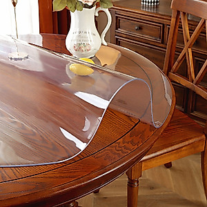 OstepDecor Round Clear Table Protector 48 Inch Thick Clear Table Cover Protector Round, Plastic Waterproof PVC Tablecloth, Vinyl Circle Table Top Protector for Dining Room Table, Coffee Table