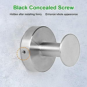 WaaWee 2 Pack Robe Towel Hook, Wall Mount Stainless Steel Wall Hook, Heavy Duty Clothes Coat Hooks for Bathroom Kitchen Home Storage (Silver)