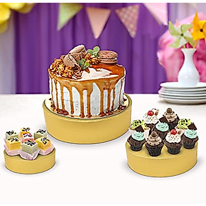 Set of 3 Gold Cake Stand Holder Round Cardboard Cakes Stands, 8" 10" 12" Dessert Display Cupcake Stands Pastry Base Plate Tray Decorative Centerpiece for Baby Shower Wedding Birthday Party Table Decor