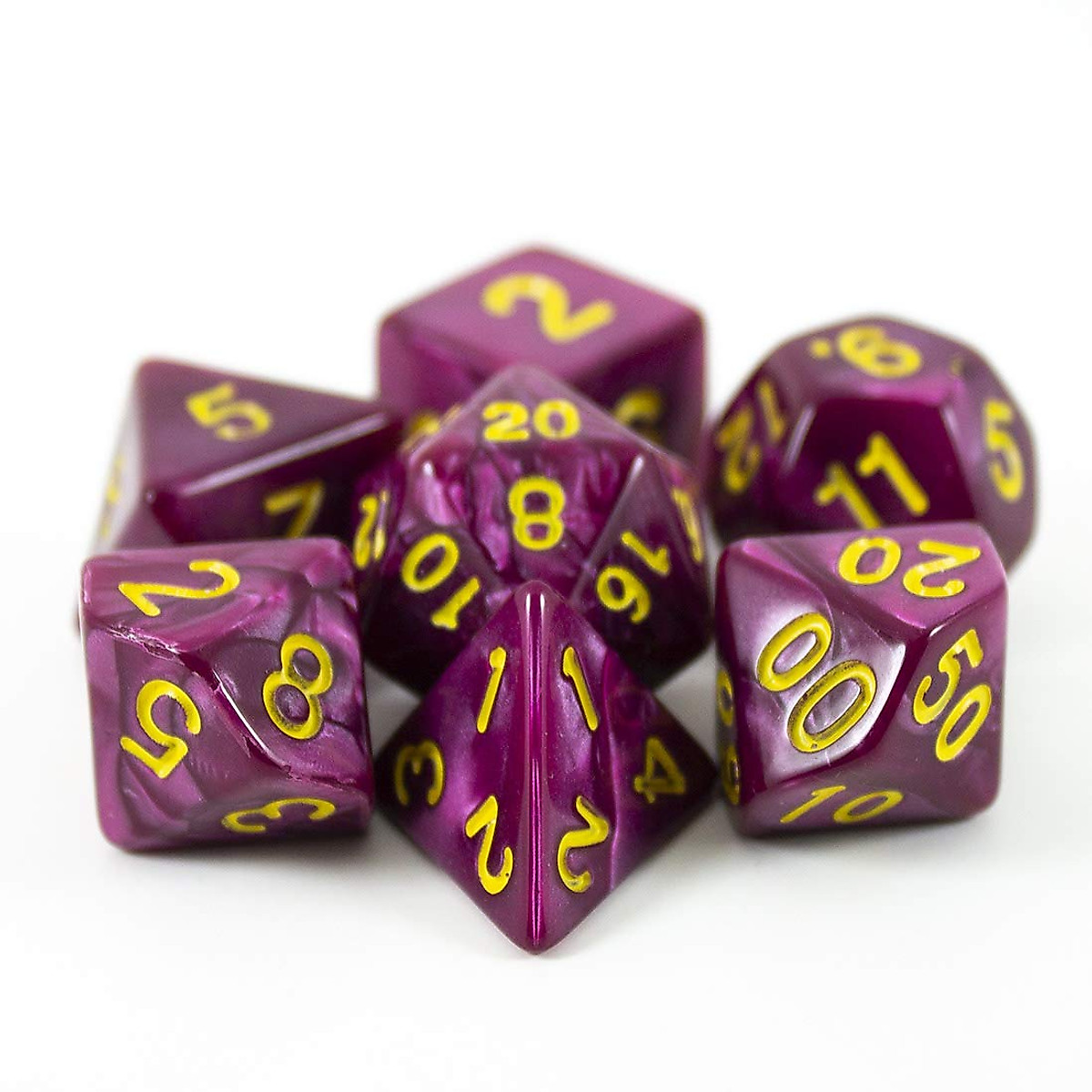 Maroon Pearl RPG Dice - Full Polyhedral Set - 'Plum'