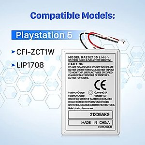 PS5 Controller Battery, [2800mAh] High Capacity Replacement New 0 Cycle Li-ion Battery for Sony Playstation 5 Dualsense Controller CFI-ZCT1 W B U Replace PS5 LIP1708 Battery Pack with Tool Kit