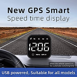 Digital GPS Speedometer, ACoiay Car Universal HUD Head Up Display with Speed MPH Compass, GPS Smart Gauge Speedometer, Overspeed Alarm Trip Meter, Fatigued Driving Alert, for All Vehicle (G4S-White)