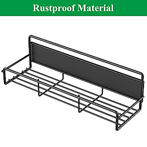 HuggieGems 4 Pack Magnetic Spice Rack Organizer for Refrigerator and Microwave Oven, Metal Fridge Shelf for Kitchen, Black