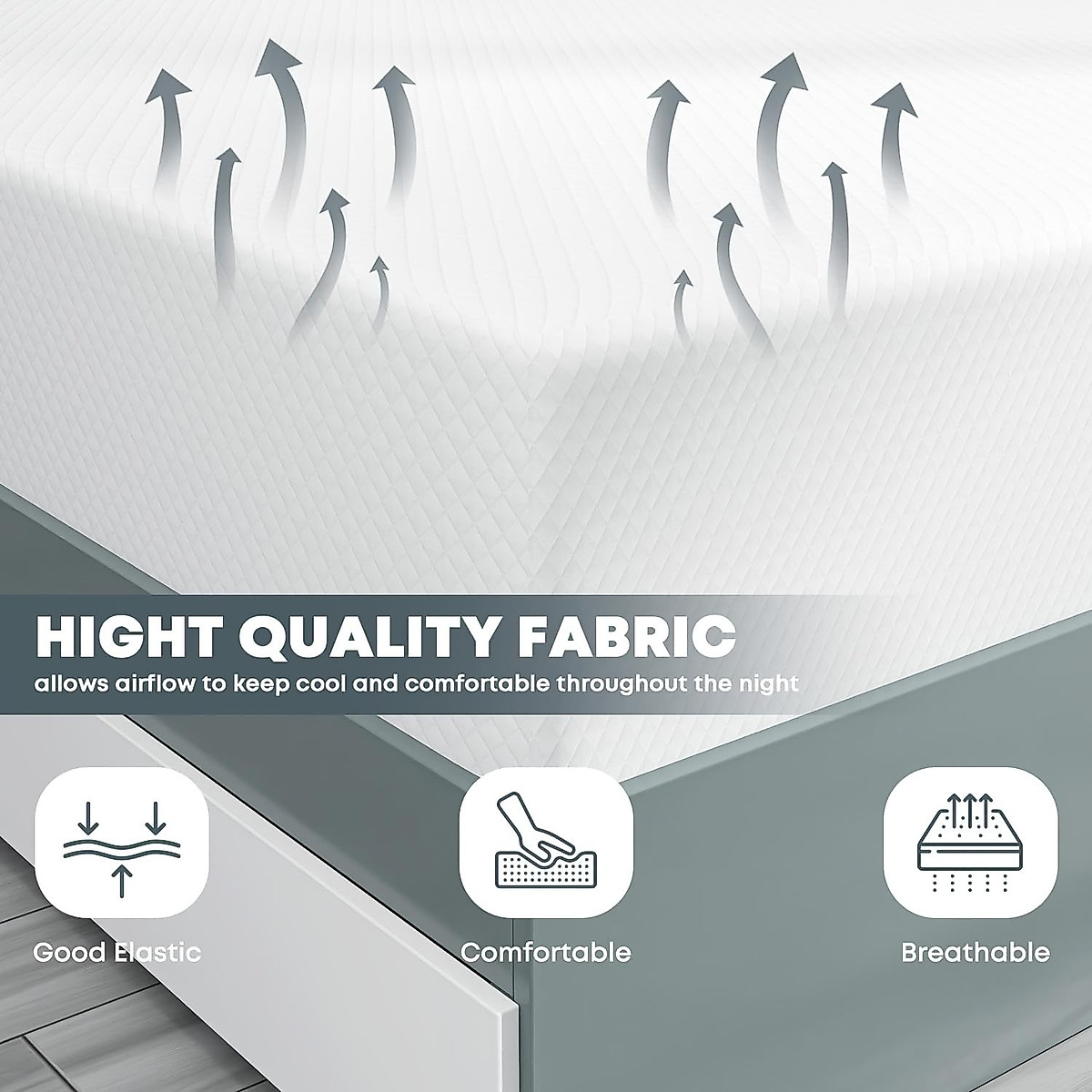 WYGMAV King Mattress 10 Inch Gel Memory Foam Mattress, Gel Infused Bed Mattress for Comfort and Pressure Relief with Washable and Removable Zipper Cover, Bed-in-a-Box, Medium Firm, White