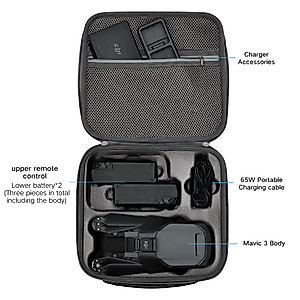 YueLi Mavic 3 Fly More Combo Shoulder Bag Waterproof Outdoor Travel Backpack DIY Travel Carrying Bag Outdoor Shoulder Bag for DJi Mavic 3 Drone Bags Accessories (Mavic 3 Fly More Combo Grey)