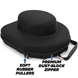 CASEMATIX Hat Case for Fedora, Panama, Bowler Hats and More - Hard Shell Hat Travel Case with Carry Strap, Luggage Strap and ID Card Slot, Hat Carrier for Hats With Up To 3" Brim