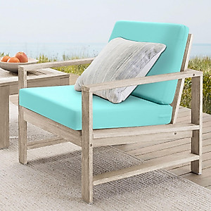Topotdor Outdoor Deep Seat Cushion Set,Waterproof Outdoor Chair Cushions and Back Cushion for Patio Furniture with Fade Resistant Removable Cover with Adjustable Straps,24"x24"x4" Teal