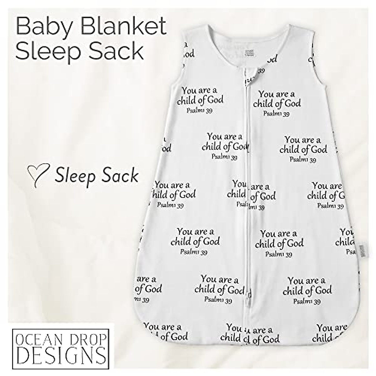 Ocean Drop Designs Newborn Sleep Sack (10-18 lbs) - Christian Baby Gifts - 100% Cotton