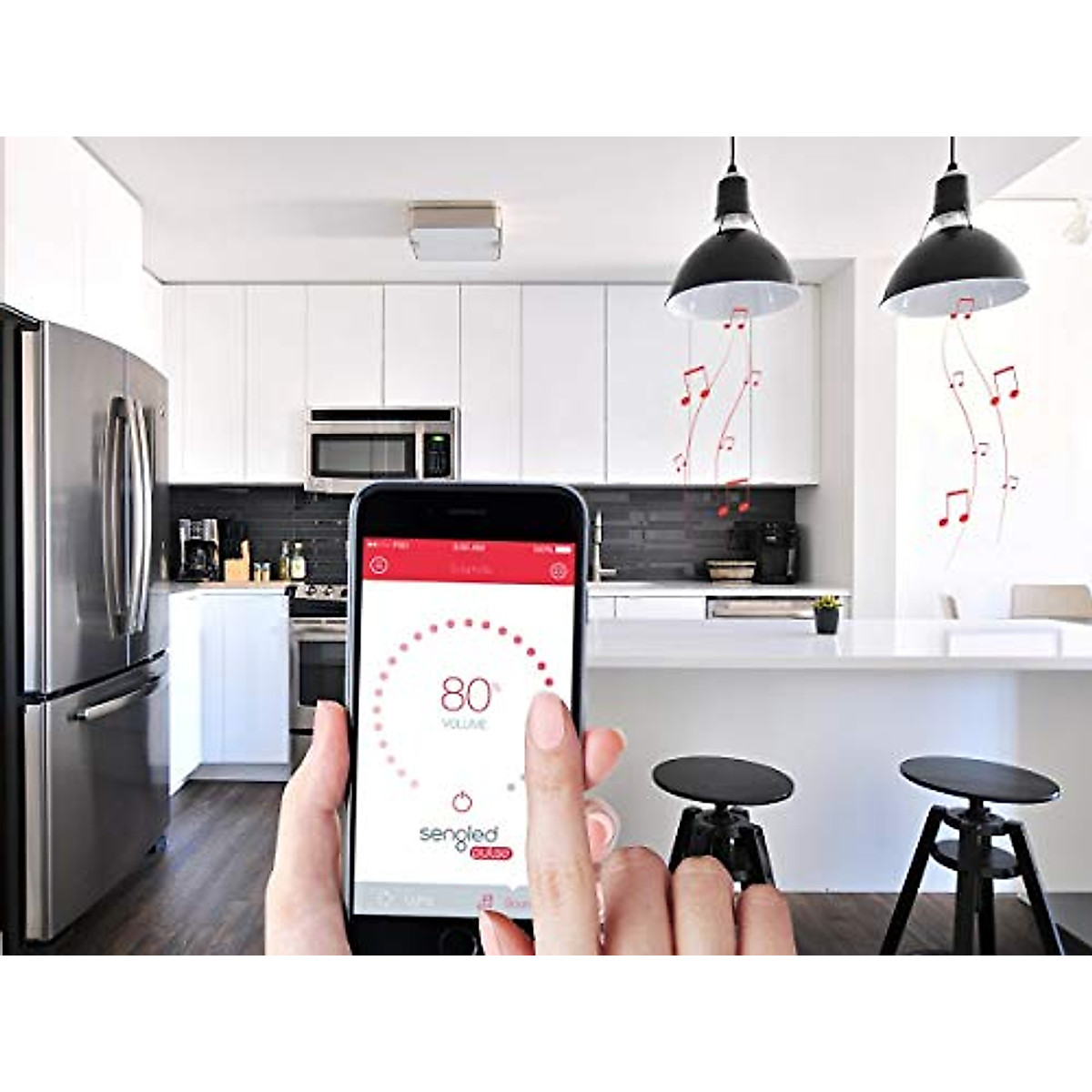 Sengled Pulse LED Smart Bulb with JBL Bluetooth Speaker, Requires Pulse Starter Kit, App Controlled Up to 8 BR30 LED Light Bulbs, E26 Base, Compatible with Amazon Alexa, Candy Apple Red