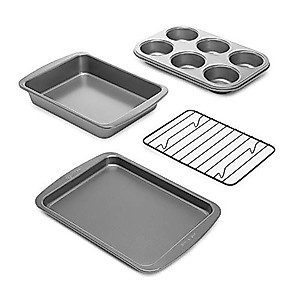 Ecolution EIOGY-1204 Toaster Oven Bakeware 4Piece Set | Nonstick Heavy Duty Carbon Steel,Gray