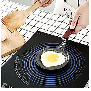 YIKANGHENG Mini Frying Pan, 4.8 Inch Heart Shape Iron Egg and Omelet Pan with Nonstick Coating for Kitchen and Outdoor of Fried Eggs, Cakes and Breads (Heart)