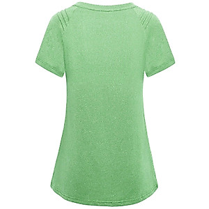 MISS FORTUNE Running Shirt for Women Activewear Short Sleeve Top Cycling Jogging Walking Ladies Workout Clothes L (2- Green, Large)