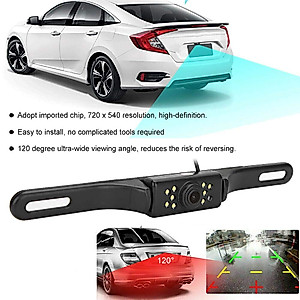 License Plate Camera, Waterproof Car 9LEDs License Plate Rear View Reverse Camera Wide Angle IP67 Waterproof Night Vison Reverse Backup Monitoring System