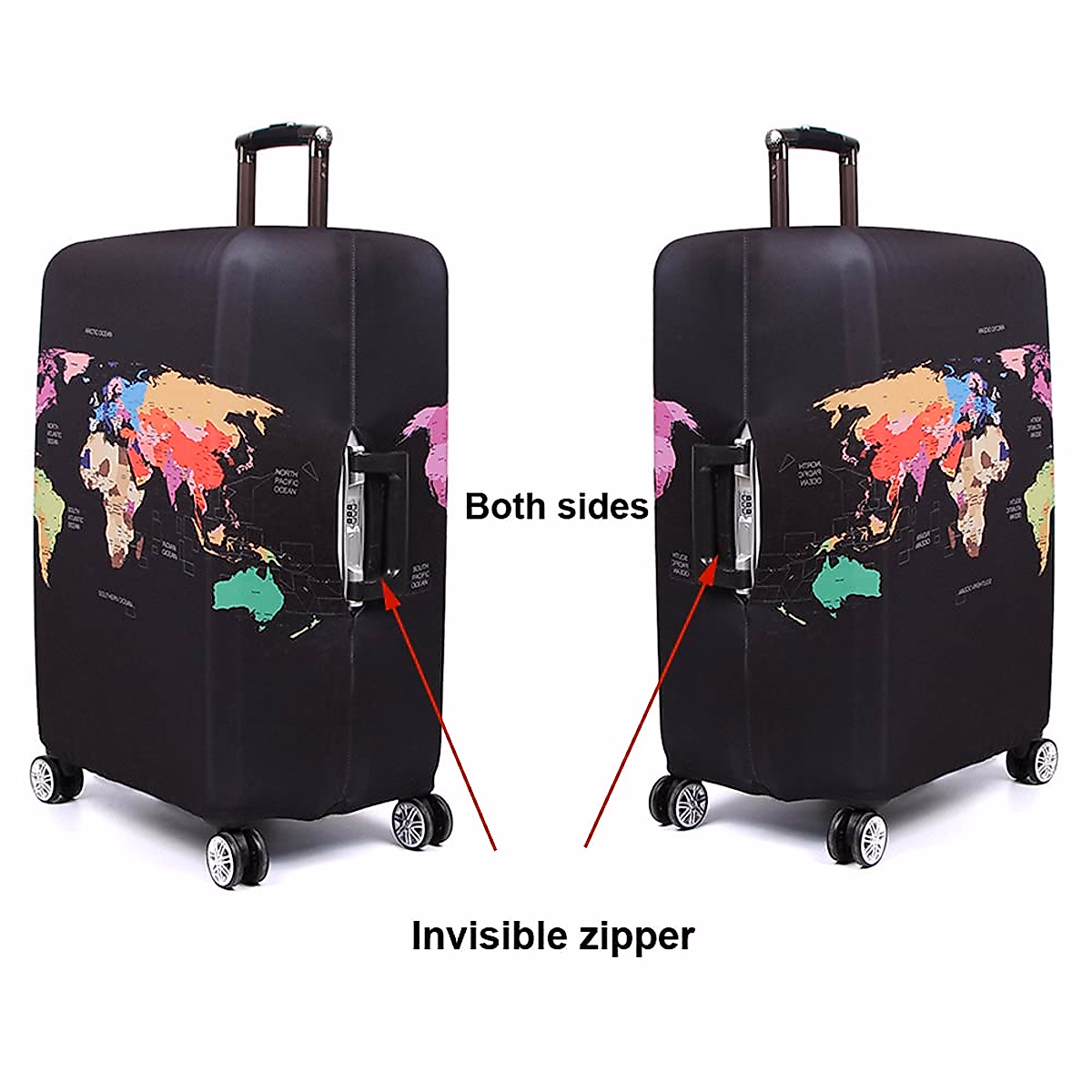 MosaiRudo Thicker Luggage Cover Elastic Suitcase Cover Protector Fits 18-32 Inch Suitcase Travel Accessories (World Map, S)