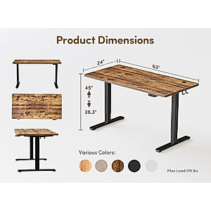 BANTI 63'' Standing Desk, Electric Stand up Height Adjustable Home Office Table, Sit Stand Desk with Splice Board, Rustic Brown