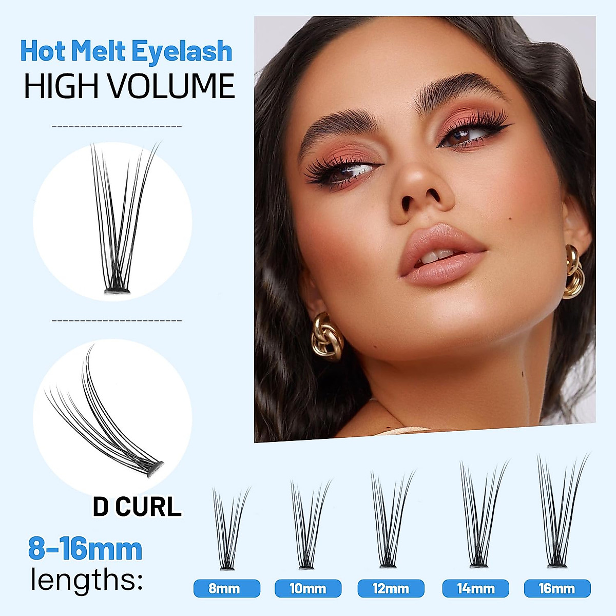 Bodermincer 120pcs 0.10mm Thickness Handmade Fish Tail False Lahses Thick Natural Long Black Individual False Eyelashes Fake Eye Lashes Extensions Makeup Tool (14mm)