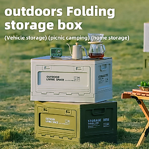 CHUNYEMEN Japanese-style outdoor storage box camping folding box camping arrangement box car trunk wood cover industrial wind storage box (Blue)