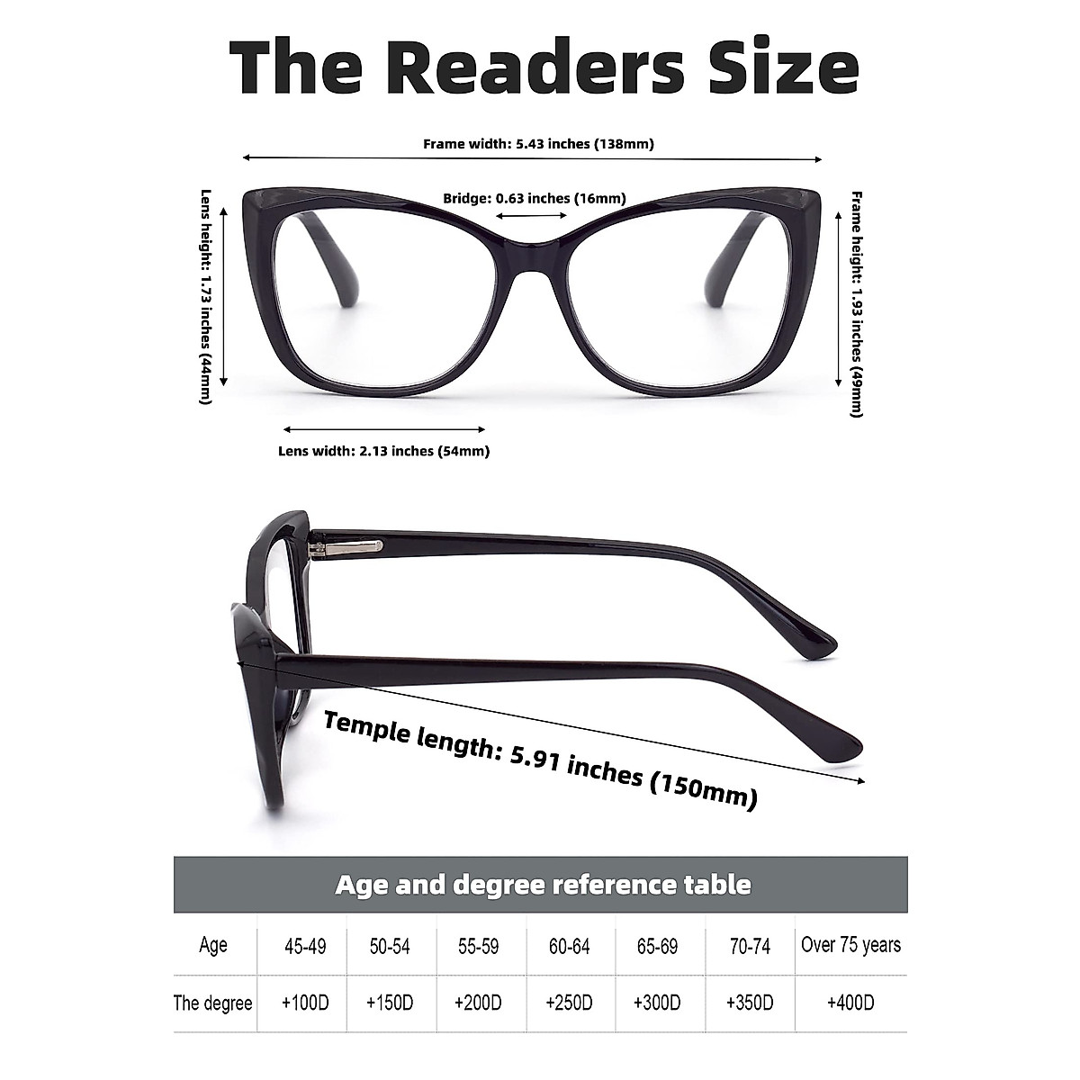 Autojouls 3-Pack Reading Glasses for Women，Oprah Style Frame Spring Hinge Clear Lens Readers Glasses, Black BlackPink Transparent 3.5 x