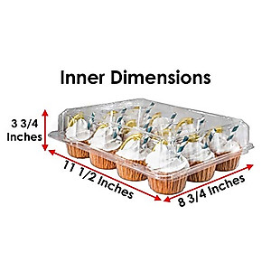 Katgely Cupcake Containers 12 Count (pack of 100), Clear Plastic Cupcake Boxes 12 Count, Deep Dome, Stackable, Disposable & BPA-Free