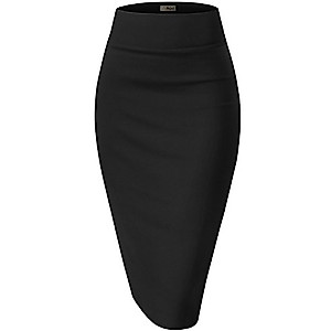 Hybrid & Company Womens Nylon Ponte Stretch Office Pencil Skirt Made below Knee KSK45002 1073T Black S