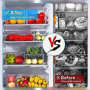 KUMD 10 Pack Fridge Organizers and Storage, Stackable Refrigerator Organizer Bins with Lids, BPA-Free Produce Fruit Storage Containers for Fridge Organizers, for Food, Drinks, Vegetable