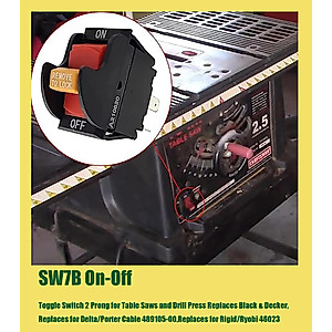 SW7B On-Off Toggle Switch 2 Prong ，Replacment for Delta,Aftermarket Replacment for Ryobi 46023 Delta/Porter Cable 489105-00 438010170141， for Table Saws Drill Press Power Tools Planer Band Saw