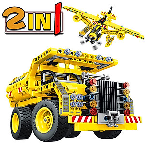 Amy&Benton Dump Truck Building Toys Sets for Boys 8-12 or Airplane Building Kit STEM Plane Building Toys Set for Kids