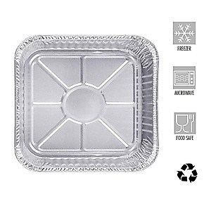 HOMEE Aluminum Pans Disposable, 8 x 8'' Square Disposable Aluminum Foil Pans Stackable Heat Resistant, (50 Pack) Disposable Foil Tray for Baking, Roasting, Broiling and Cooking, Storing, Prepping Food