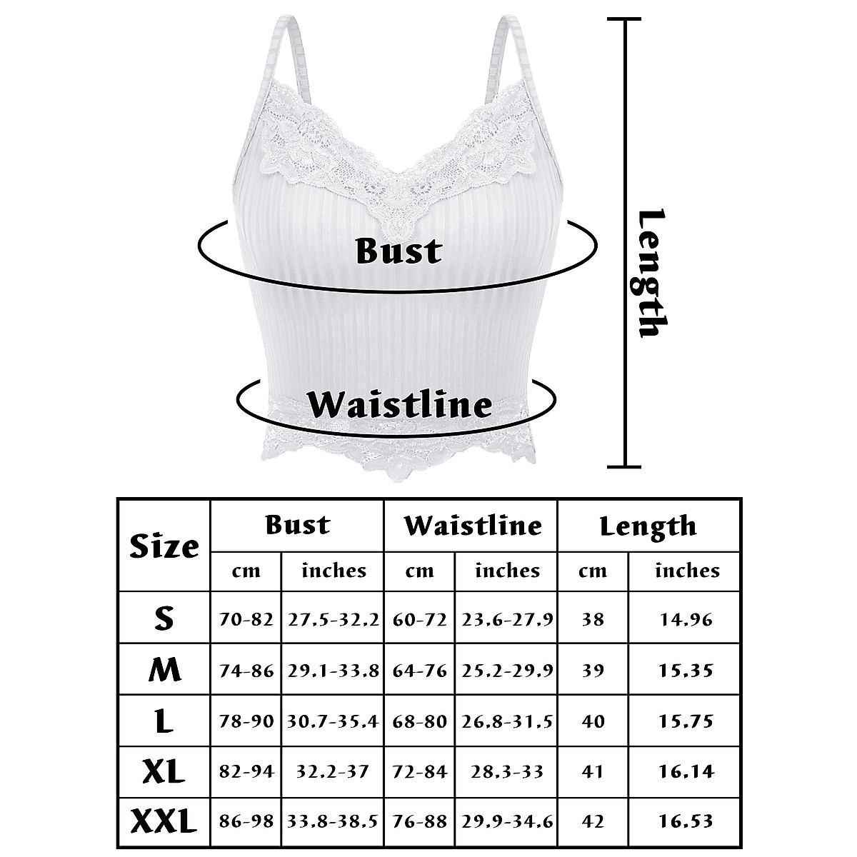 Bencailor 4 Pcs Lace Y2k Tank Tops Fairy Grunge Clothes Crop Tops Lace Patchwork Cami Ribbed Knitted Tank for Women(XX-Large,Black, White, Skin, Gray)