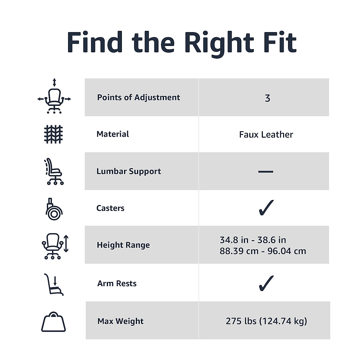 Amazon Basics Padded Office Desk Chair with Armrests, Adjustable Height/Tilt, 360-Degree Swivel, 275Lb Capacity - Black