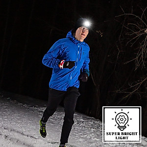 2 Pcs Beanie with Light 5 LED Beanie Hat Cool Stuff for Men Cool Camping Gadgets for Women Adult Knitted LED Stocking Cap Headlamp Winter Hat Christmas Stocking Stuffers Gifts, Battery Powered