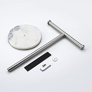 KES Towel Rack with Natural Marble Base T-Shape Hand Towel Holder Stand SUS304 Stainless Steel for Bathroom Vanity Countertop Brushed Finish, BTH205S20-2