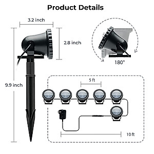 GZKANFUL RGB Yard Spot Light, Halloween Spotlights Outdoor Colored IP68 Waterproof Submerisible LED Pond Lights Dimmable Landscape Lighting with Staked Stand for Garden Lawn Pathway, 6 Lights