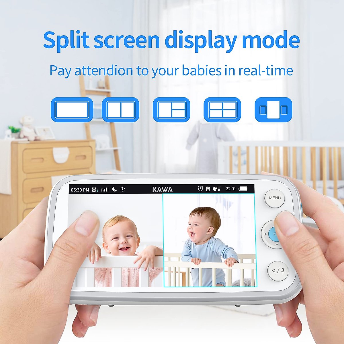 KAWA 720P Add-on Baby Camera, Compatible with S6 only, Video Baby Monitor with Camera and Audio, No WiFi, Loop Recording, 110° Wide Angle, 1000ft Range, 2X Zoom, 2-Way Audio S6-C (Monitor Not Include)