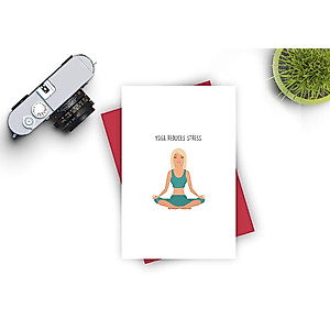 Kirynurd Birthday Card for Friend Female, Funny Women Birthday Card, Yoga Reduces Stress But So Does Drinking...