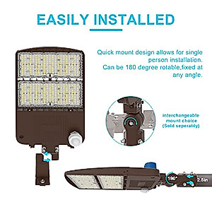 300W LED Parking Lot Light with Dusk to Dawn Photocell, 42000LM 5000K Dimmable Commercial Outdoor Light IP65 Waterproof LED Shoebox Pole Light with Slide Mount 100-277V AC DLC Certified (300)