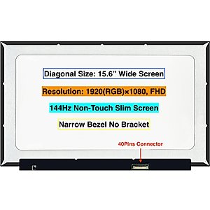EM EMAJOR TECH New Screen Replacement for MSI GF65 9SD-1028US MS-16W1 1920X1080 FHD 144Hz Non-Touch Replacement LED Screen Display with Set of Adhesive Tape