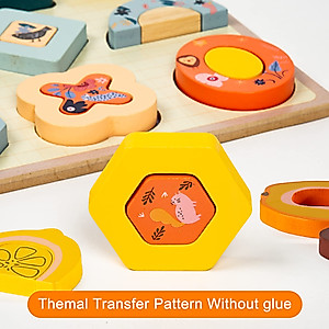 TOGELIN Wooden Puzzles for Toddlers 1-3, Baby Puzzles, Montessori Toys for Kids, Preschool Learning Toys for Boys and Girls-Fruit & Shape