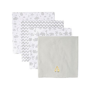 Spasilk Receiving Baby Blanket, 100% Cotton Flannel Blanket, Pack of 4, Gray Giraffe