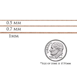 Honolulu Jewelry Company 14K Thin Real Solid Rose Gold 0.5mm Box Chain Necklace Spring-Ring Clasp - 16 Inches